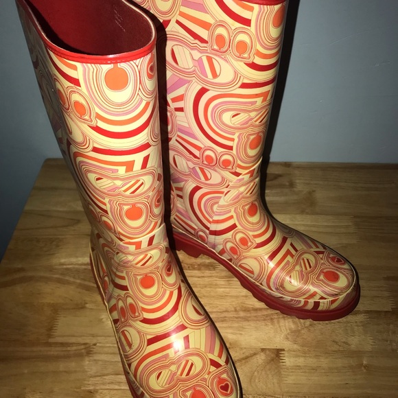 Coach | Shoes | Coach Red Candy Heart Rain Boots Goulashes Winter ...